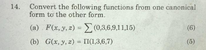 Solved Convert the following functions from one canonical | Chegg.com