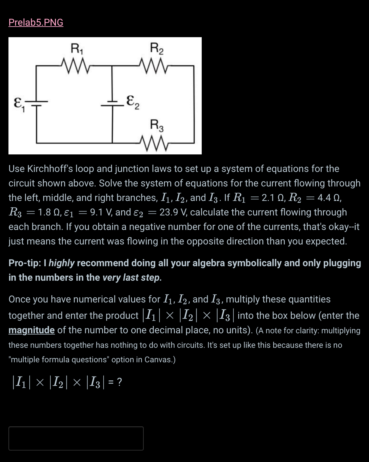 Solved PUse Kirchhoff's loop and junction laws to set up a | Chegg.com
