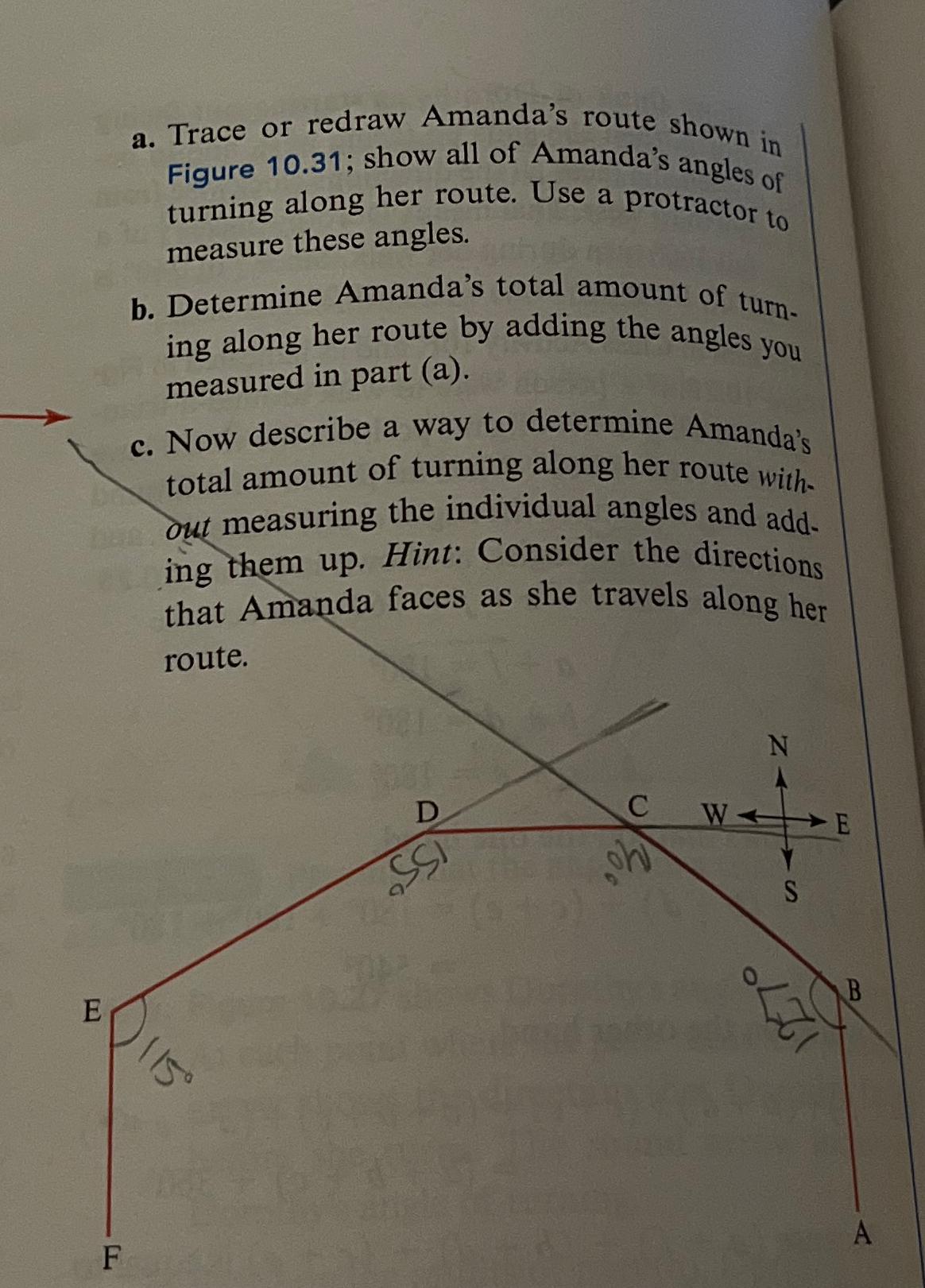 Solved a. ﻿Trace or redraw Amanda's route shown in Figure | Chegg.com