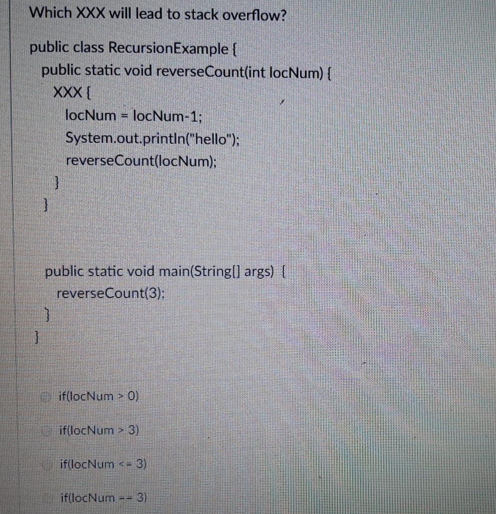 Solved public class RecursionExample public static void | Chegg.com