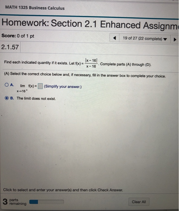 Solved MATH 1325 Business Calculus Homework: Section 2.1 | Chegg.com