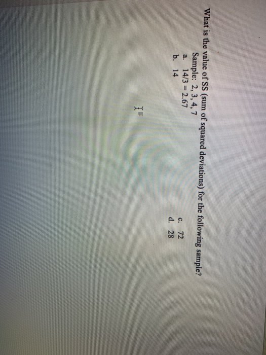 Solved What is the value of SS (sum of squared deviations) | Chegg.com