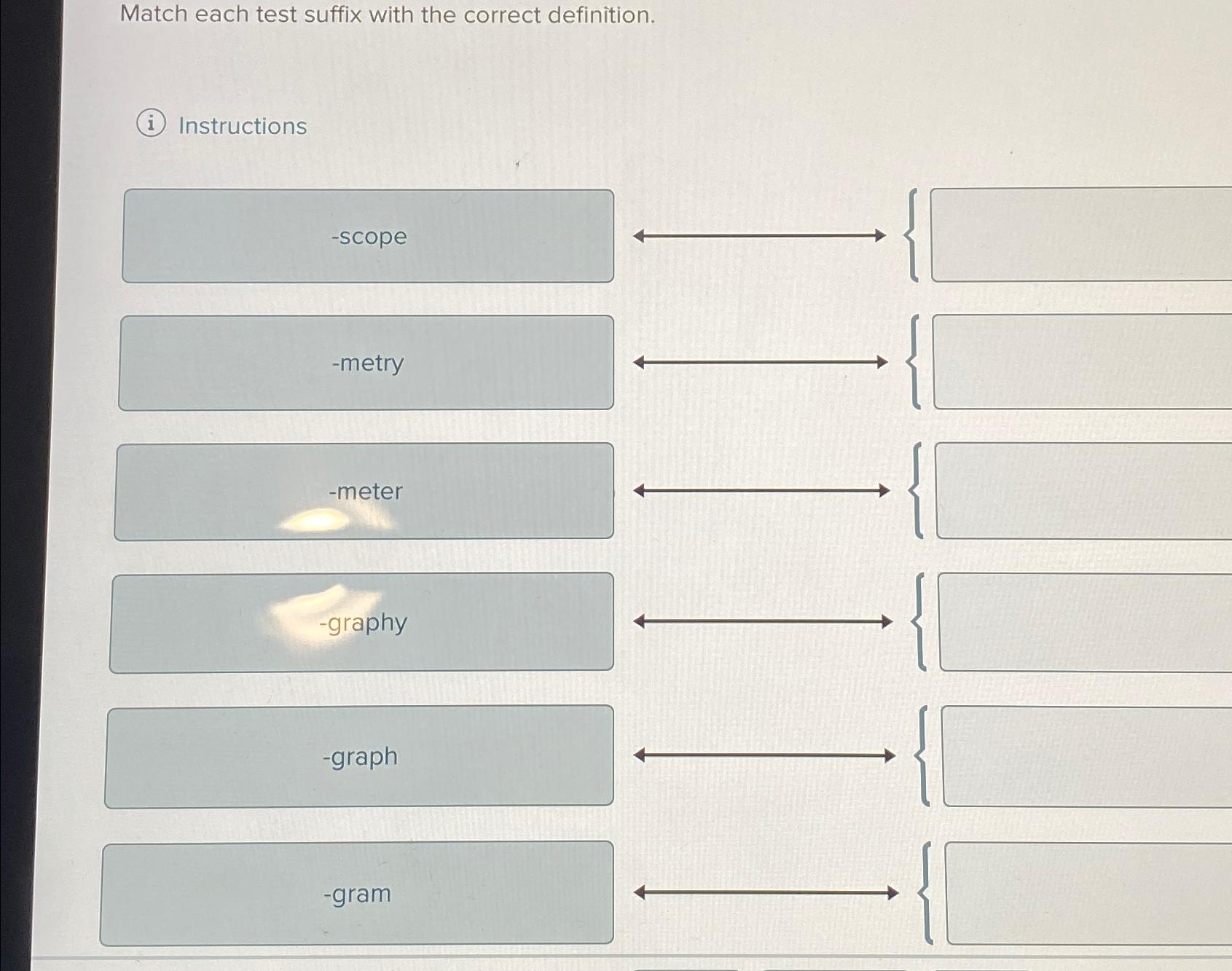 Solved Match each test suffix with the correct | Chegg.com