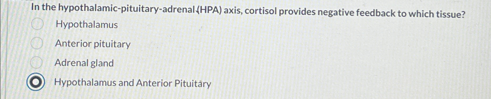 Solved In the hypothalamic-pituitary-adrenal (HPA) ﻿axis, | Chegg.com