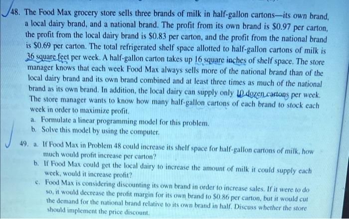 Solved 48. The Food Max grocery store sells three brands of | Chegg.com