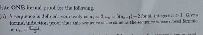 Solved rite ONE formal proof for the following. a) A | Chegg.com