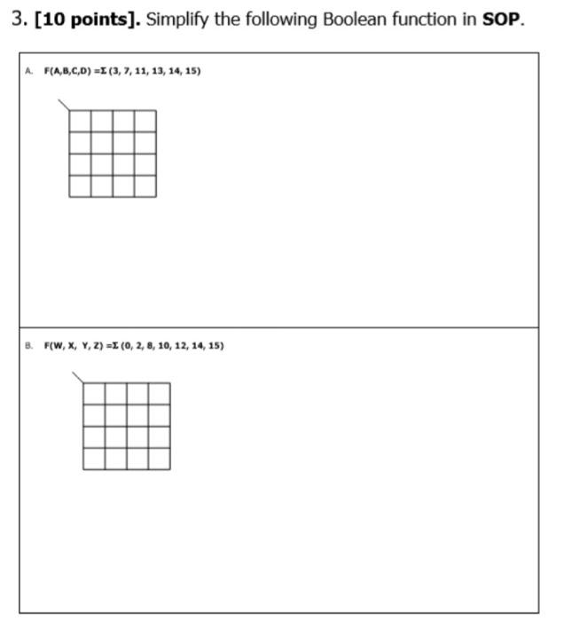 Solved 3. [10 points]. Simplify the following Boolean | Chegg.com