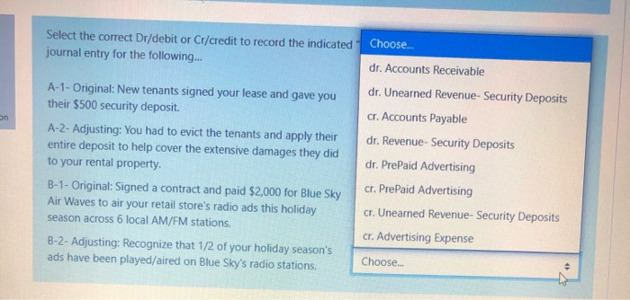 Solved Select the correct Dr/debit or Cr/credit to record | Chegg.com