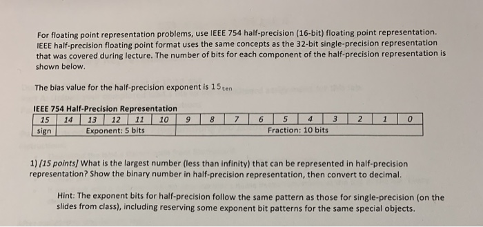 Solved For floating point representation problems, use IEEE | Chegg.com