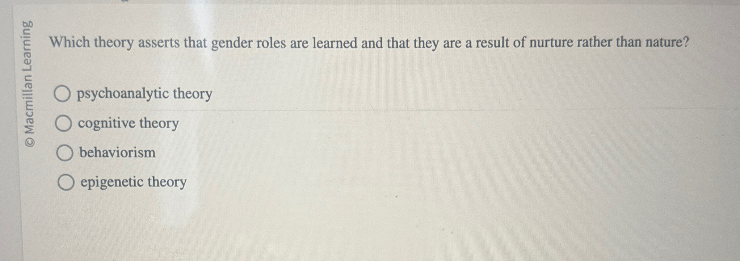 Solved Which theory asserts that gender roles are learned | Chegg.com