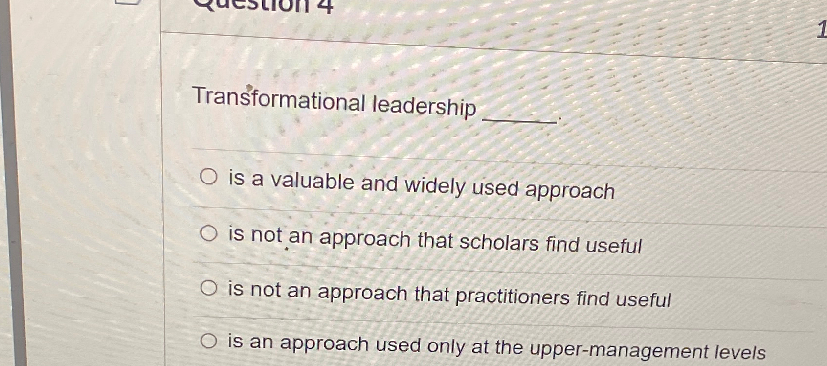 Solved Transformational leadershipis a valuable and widely | Chegg.com