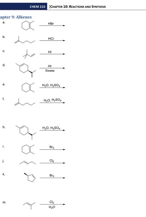 Solved CHEM 210 CHAPTER 10: REACTIONS AND SYNTHESIS apter 9: | Chegg.com