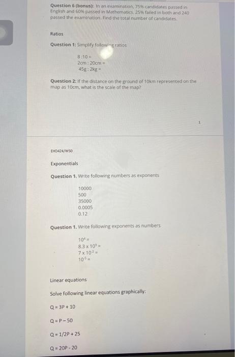 Solved Question 6 (bonus): In an examination, 75% candidates | Chegg.com