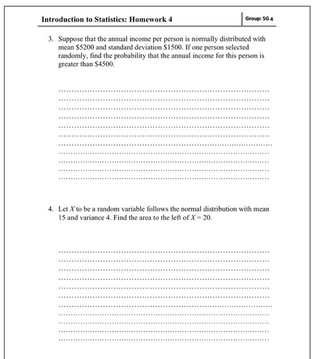 Solved Introduction to Statistics: Homework 4 Group: SG 4 3. | Chegg.com
