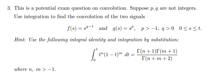 Solved This is a potential exam question on convolution. | Chegg.com