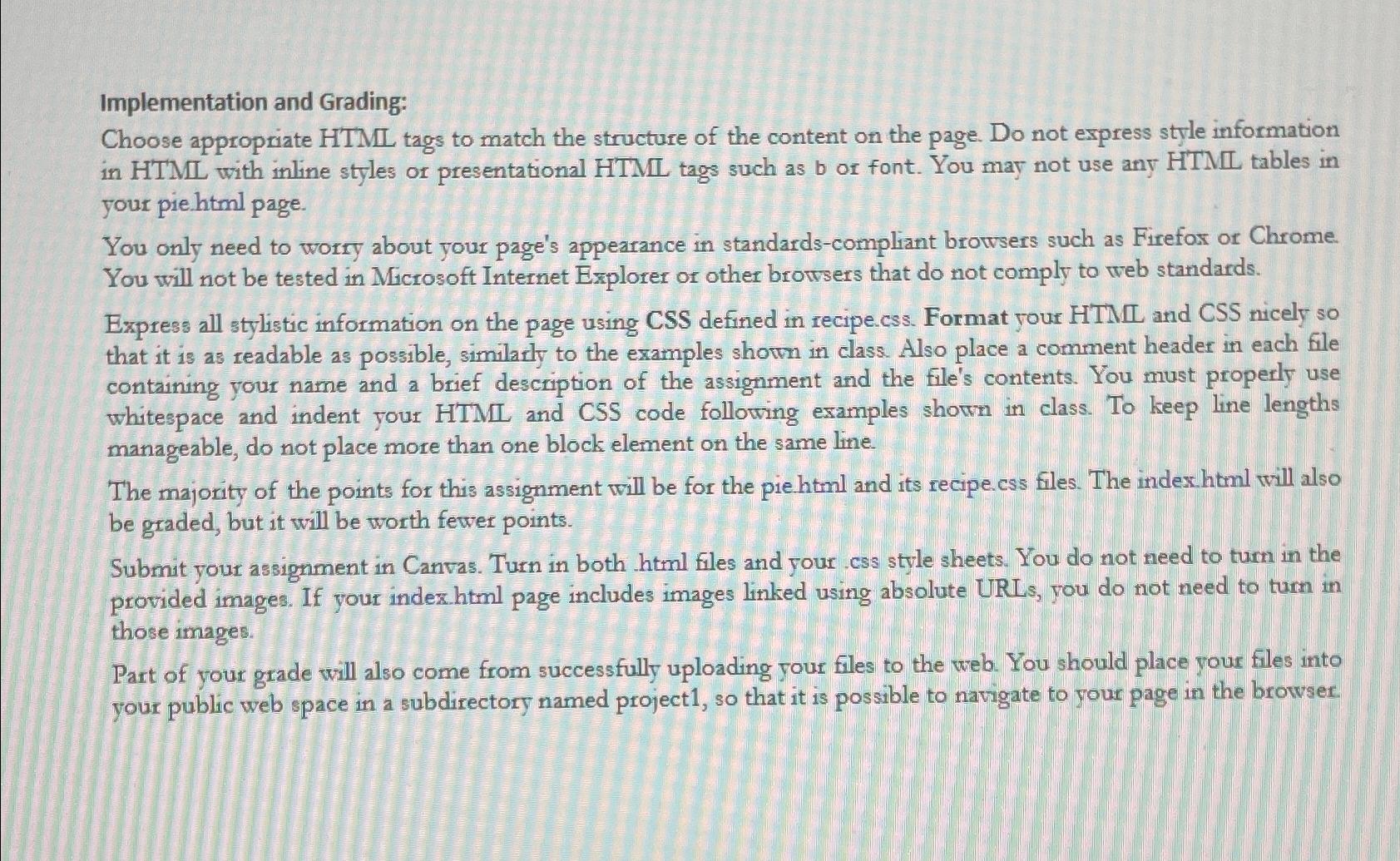 Project 1: Recipe (HTML & CSS)This project tests your | Chegg.com
