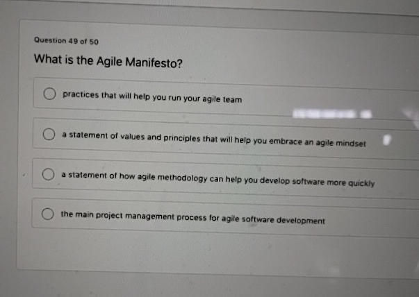 Solved Question 49 ﻿of 50What is the Agile | Chegg.com