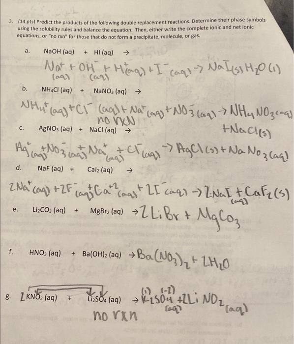 Solved 3. (14 pts) Predict the products of the following | Chegg.com