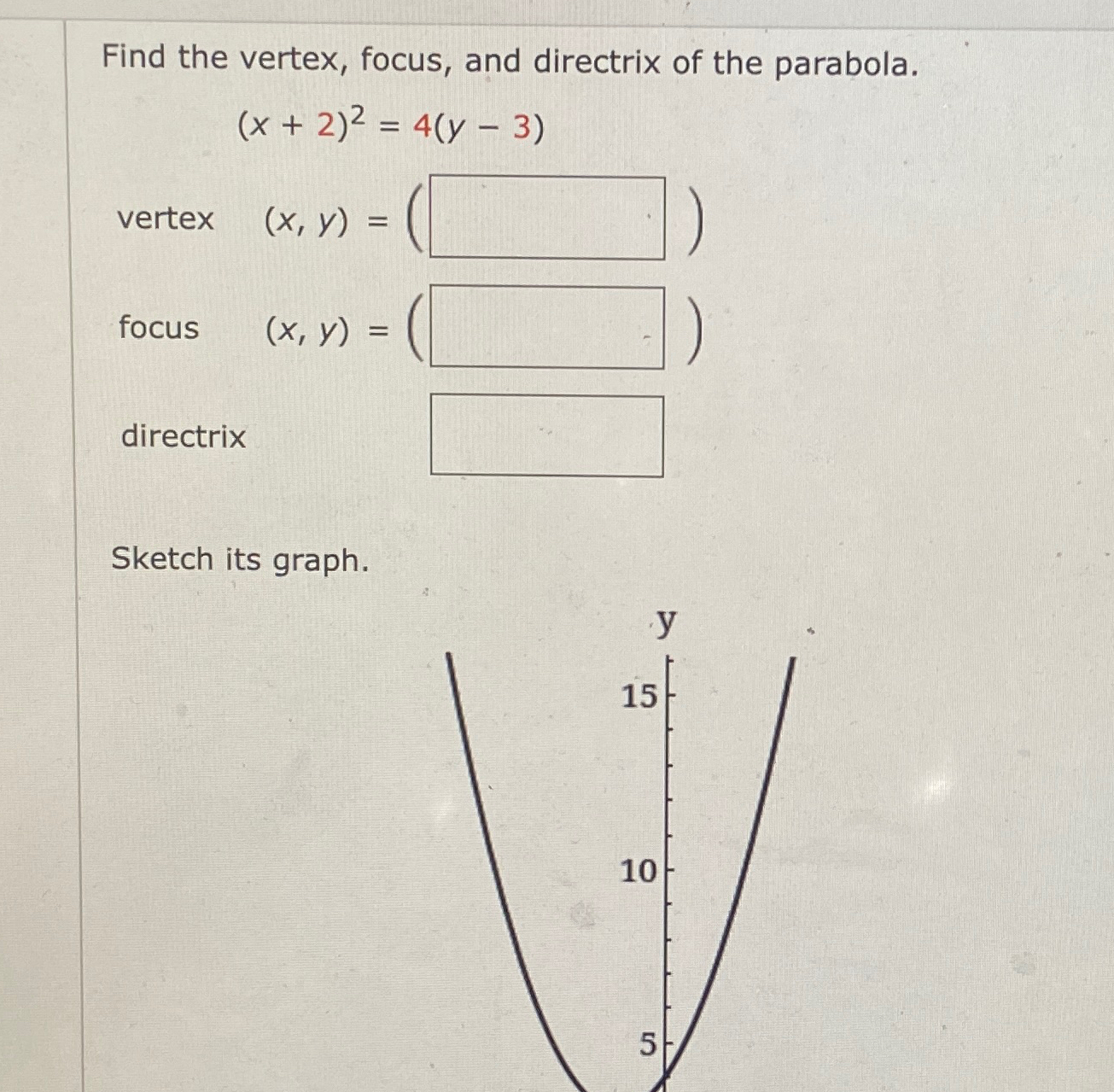 Solved Find the vertex, focus, and directrix of the | Chegg.com