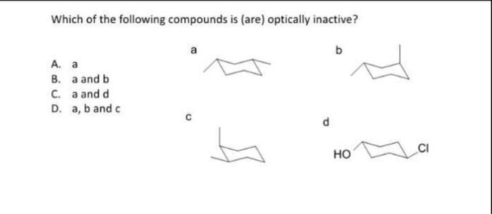 Solved Which of the following compounds is (are) optically | Chegg.com