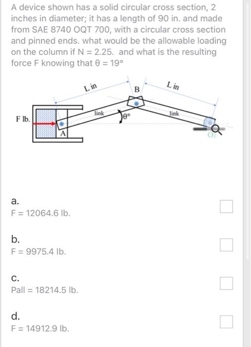Solved A device shown has a solid circular cross section, 2 | Chegg.com