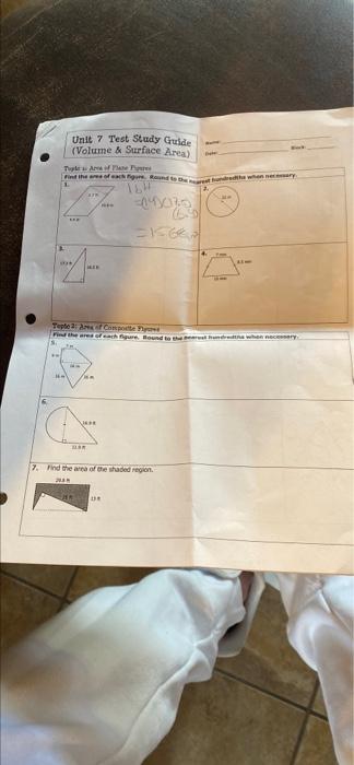 Unit 7 Test Study Guide (Volume & Surface Area) Tople | Chegg.com