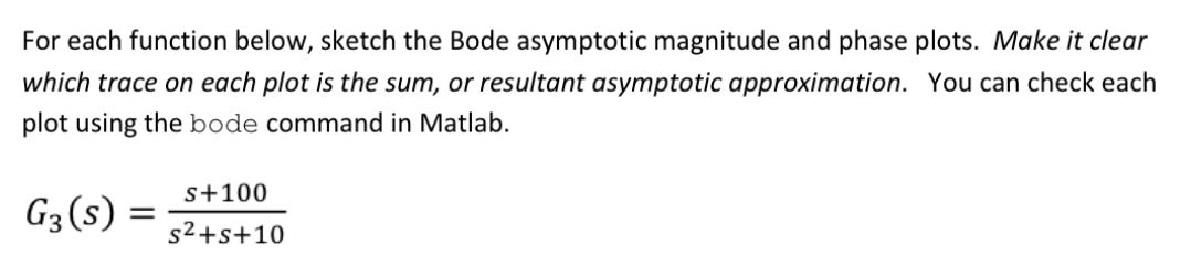 Solved For each function below, sketch the Bode asymptotic | Chegg.com