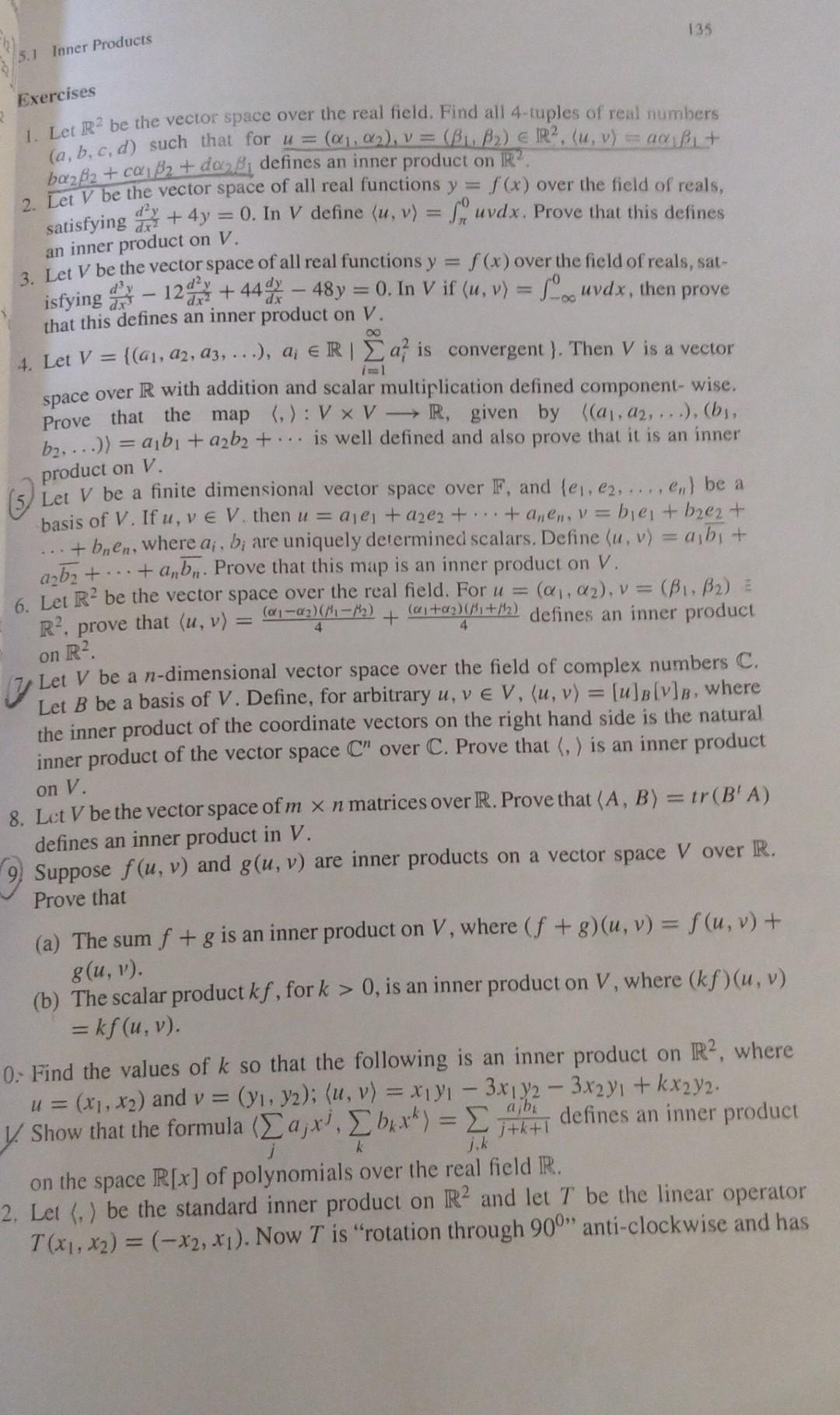 Solved Exercises 1. Let R2 be the vector space over the real | Chegg.com