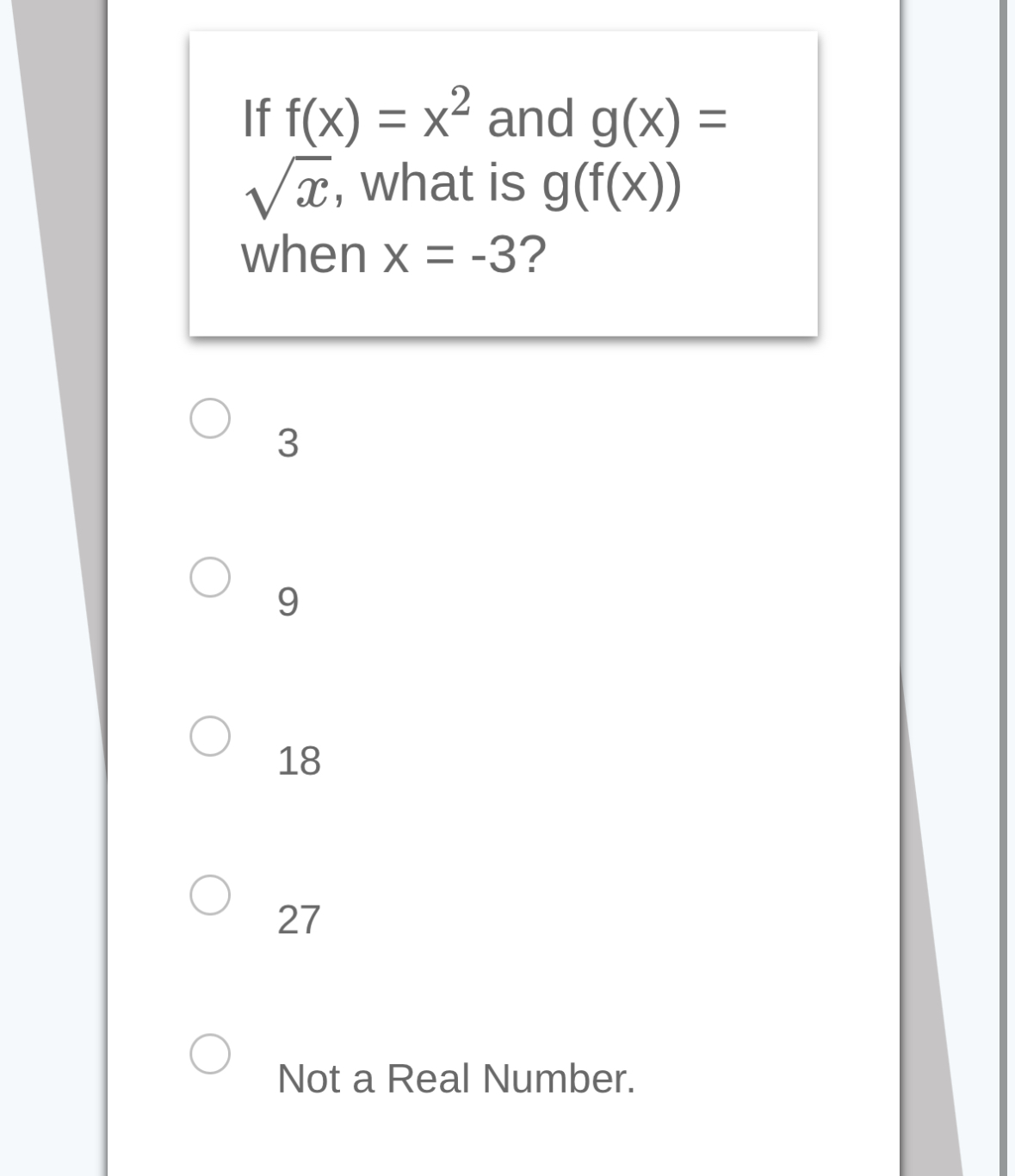 Solved If f(x)=x2 ﻿and g(x)= x2, ﻿what is g(f(x)) ﻿when | Chegg.com