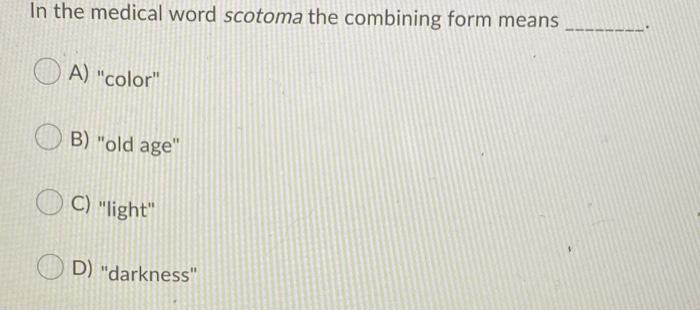 Solved The suffix -ia means A) "eye; vision" OB) | Chegg.com