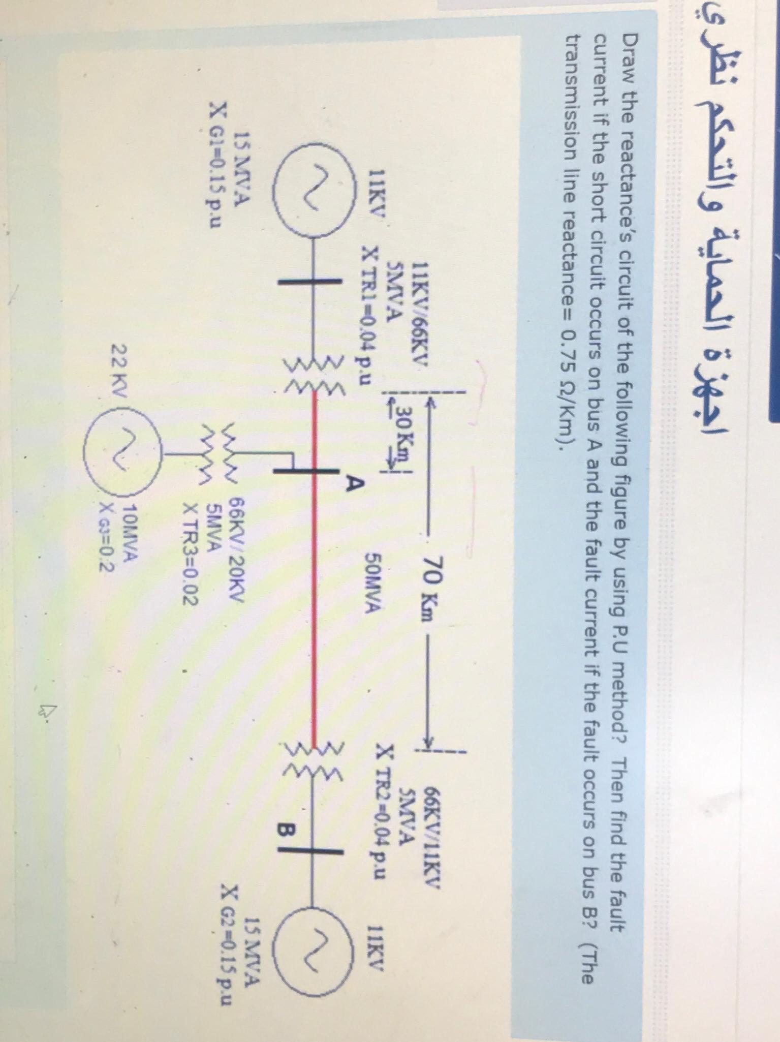 Solved اجهزة الحماية والتحكم نظريDraw the reactance's | Chegg.com