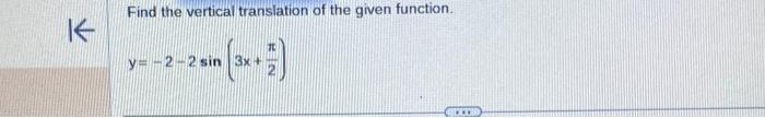 Solved Find the vertical translation of the given function. | Chegg.com