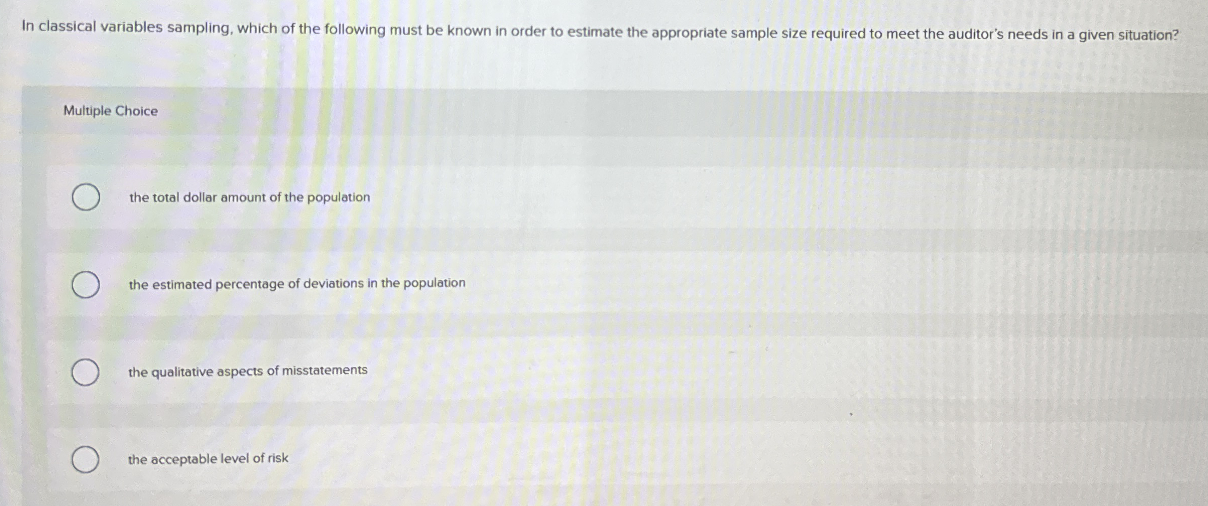 Solved In classical variables sampling, which of the | Chegg.com