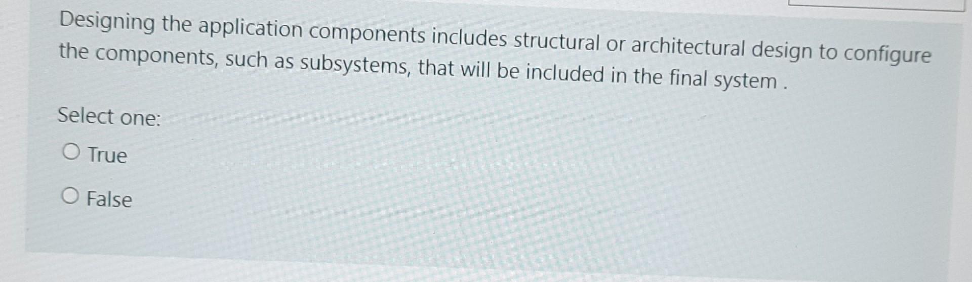 Solved Designing the application components includes | Chegg.com