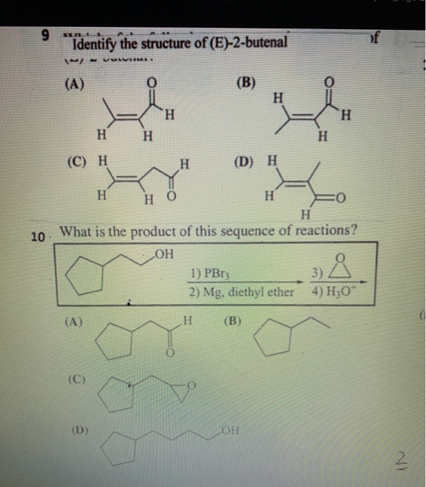 Solved 9 of Identify the structure of (E)-2-butenal -DOLLA | Chegg.com