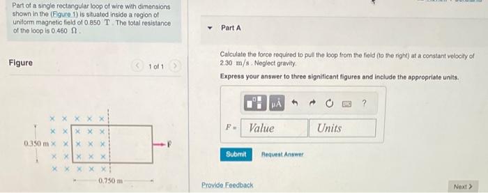 Solved Part Of A Single Rectangular Loop Of Wire With