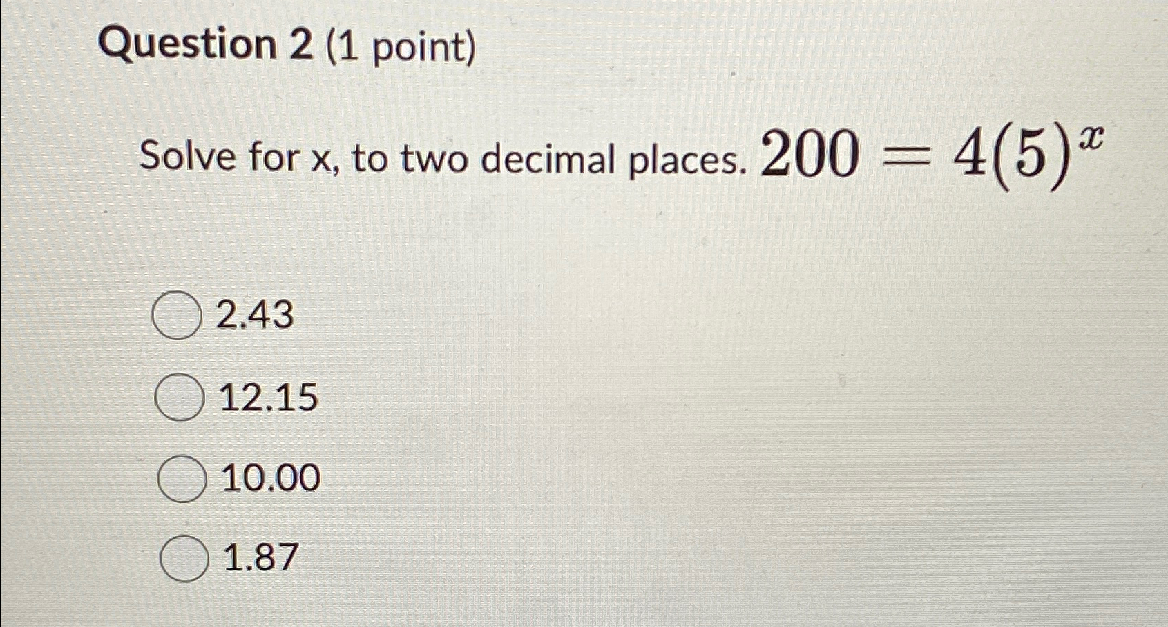 Solved Question 2 (1 ﻿point)Solve for x, ﻿to two decimal | Chegg.com