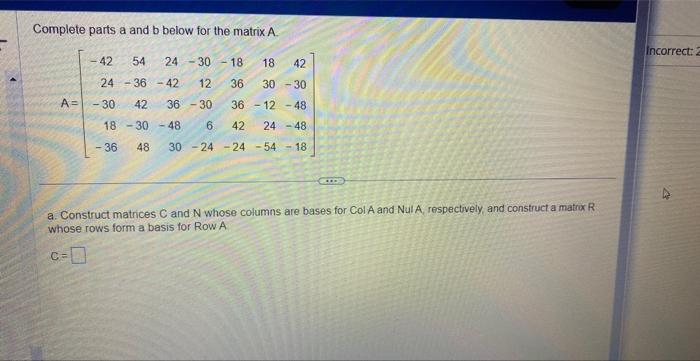 Solved Complete parts a and b below for the matrix A. | Chegg.com