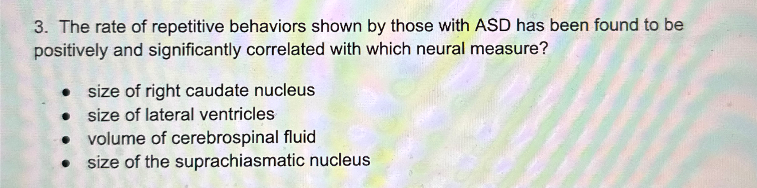 Solved The rate of repetitive behaviors shown by those with | Chegg.com