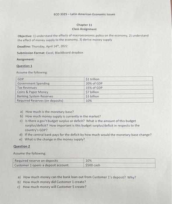 Solved ECO 3325 - Latin American Economic Issues Chapter 11 | Chegg.com