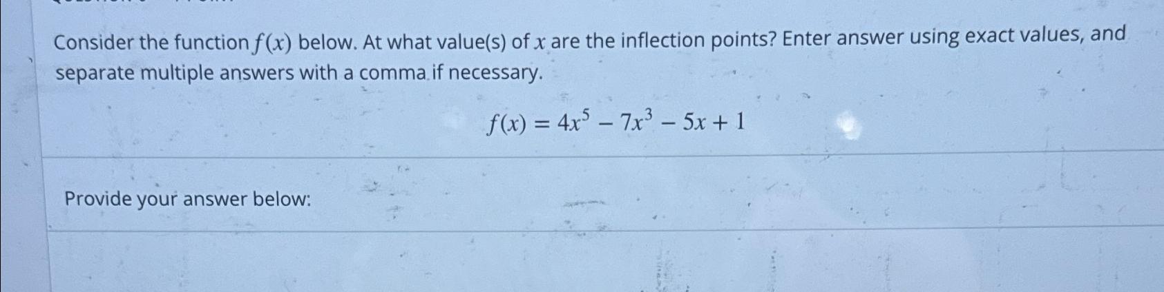 Solved Consider the function f(x) ﻿below. At what value(s) | Chegg.com