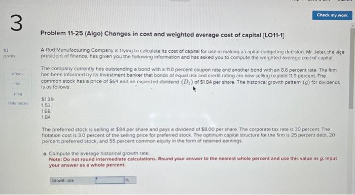 Solved Problem 11.25 (Algo) Changes in cost and weighted | Chegg.com