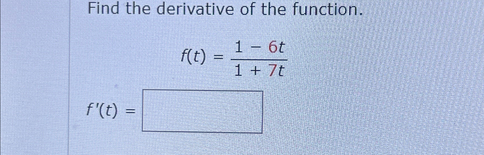Solved Find the derivative of the | Chegg.com