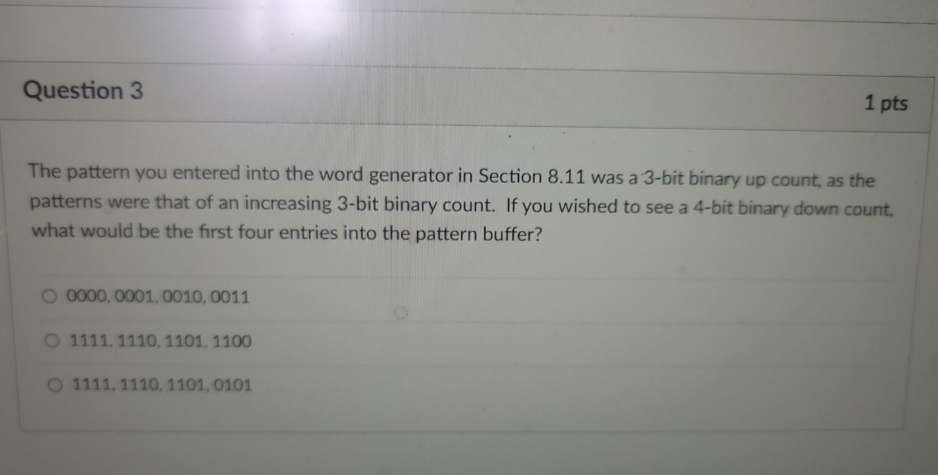 Solved The pattern you entered into the word generator in | Chegg.com