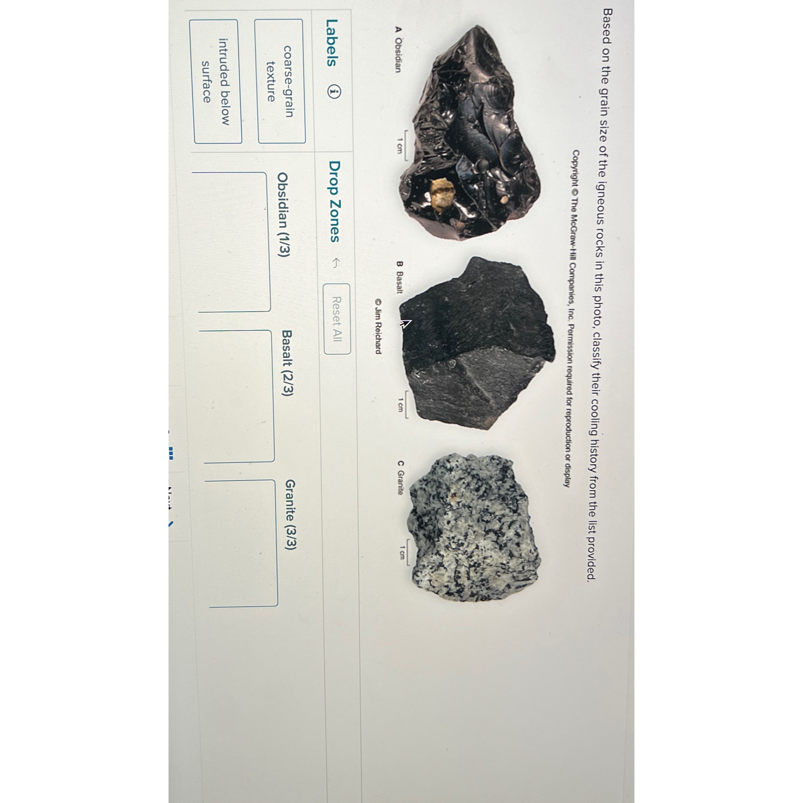 Solved Based on the grain size of the igneous rocks in this | Chegg.com
