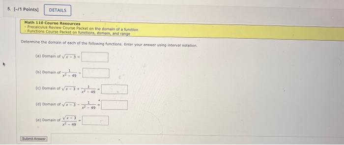 Solved 5. [-/1 Points] DETAILS Math 110 Course Resources - | Chegg.com