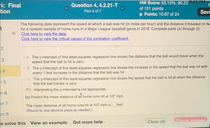 Solved The following data represent the speed at which a | Chegg.com