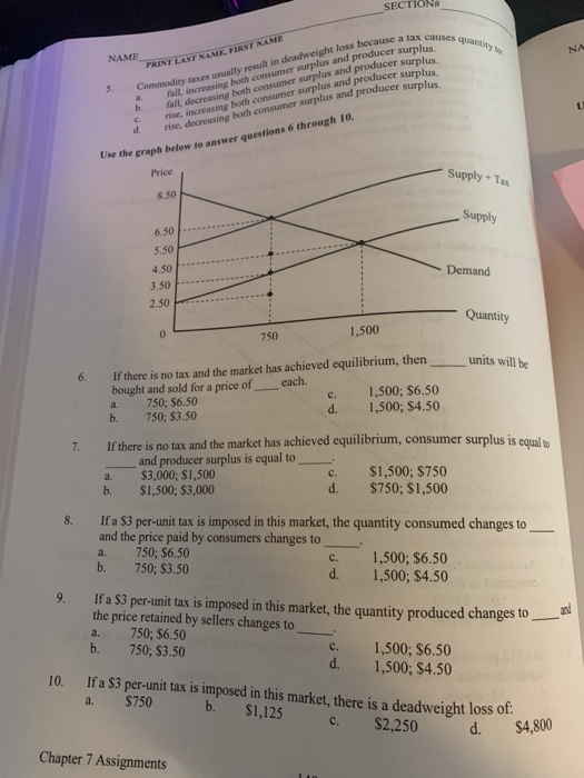 Solved SECTION: e s NA NAME FINT LASTN PRINT LAST NAME, | Chegg.com