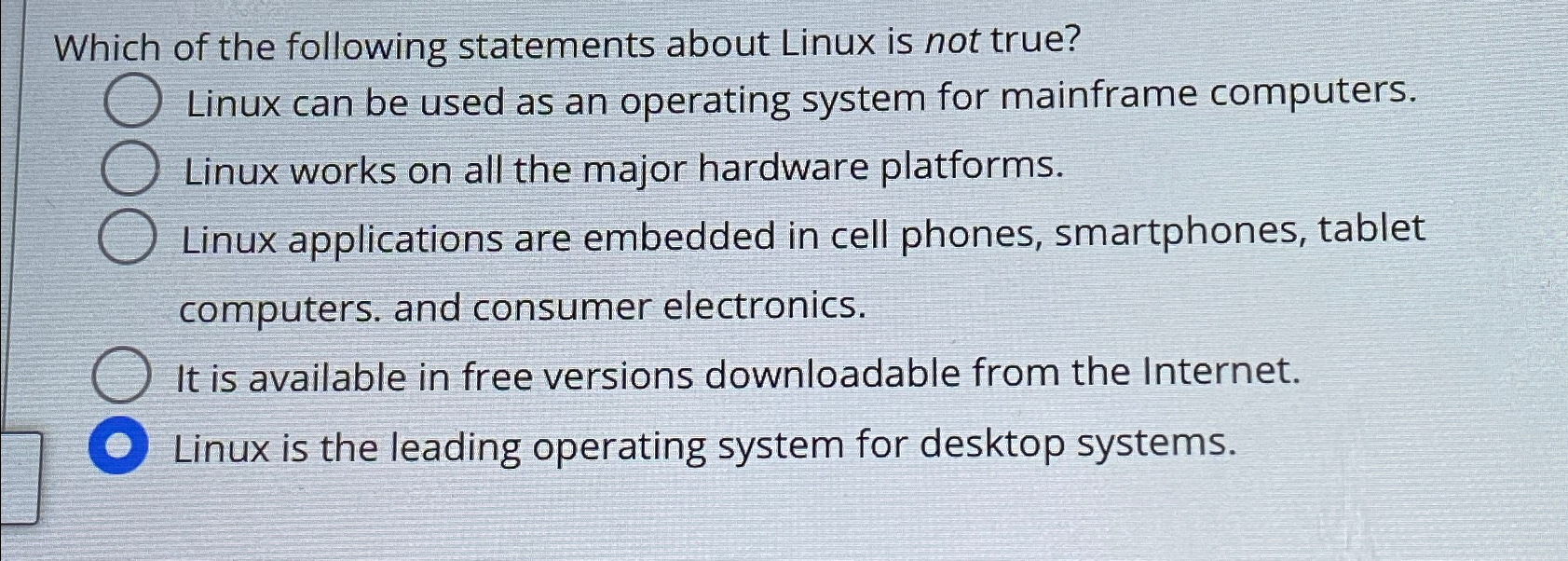 Solved Which of the following statements about Linux is not | Chegg.com