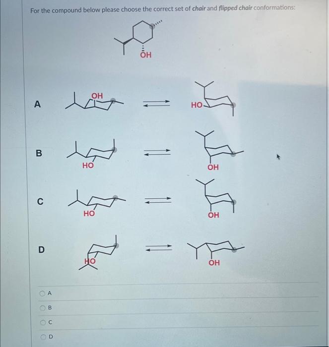 Solved For the compound below please choose the correct set | Chegg.com